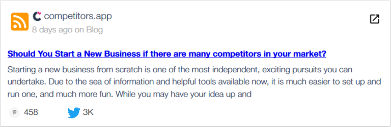 Features - Competitors' actions samples - Competitors App